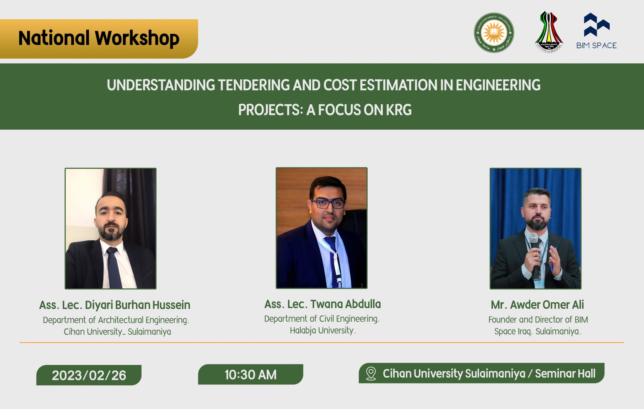 National Workshop on UNDERSTANDING TENDERING AND COST ESTIMATION IN ...